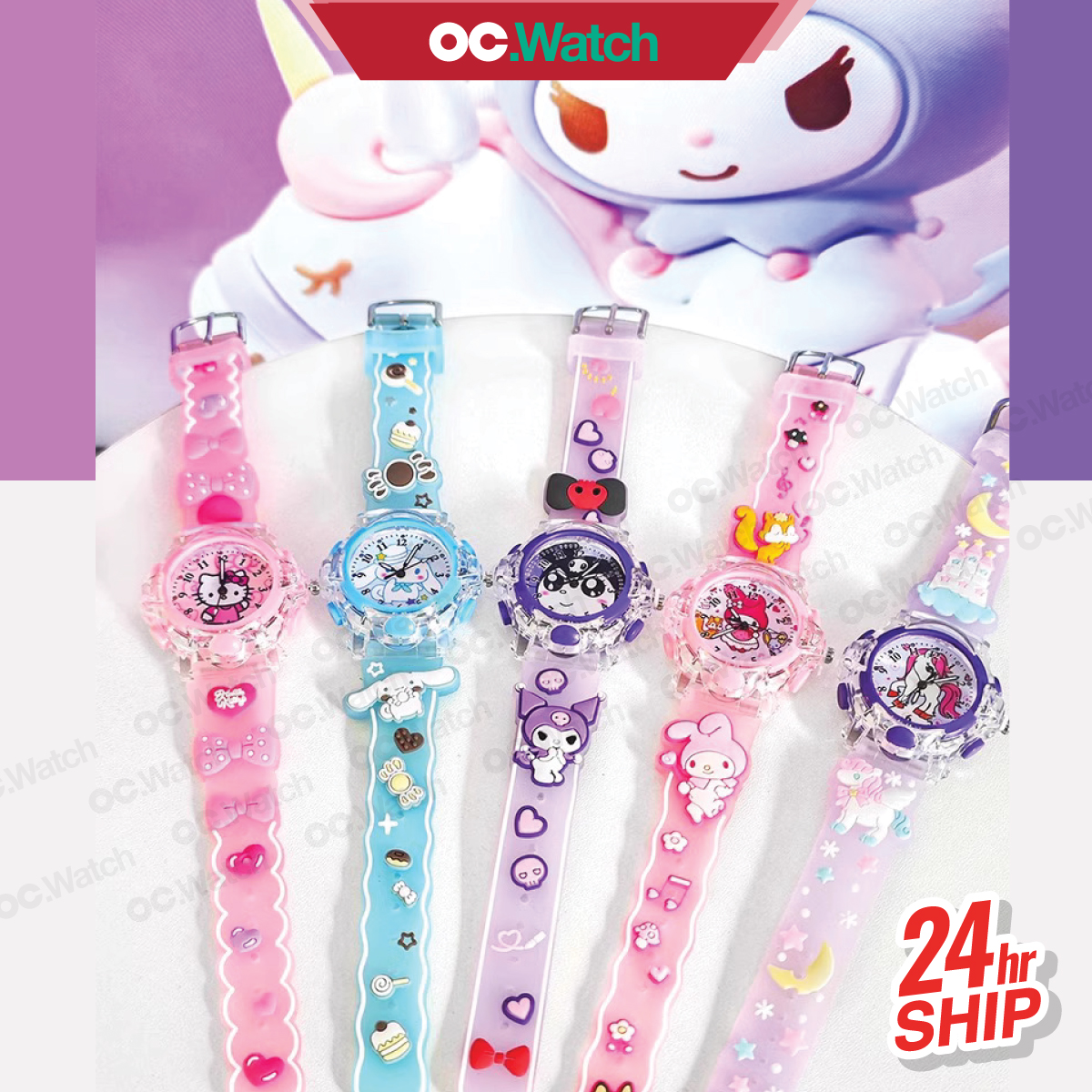 OCwatch Jam Kuromi Budak Kids Watch Melody Cinnamoroll Hello Kitty Jam Tangan Lampu Kanak Gift ...