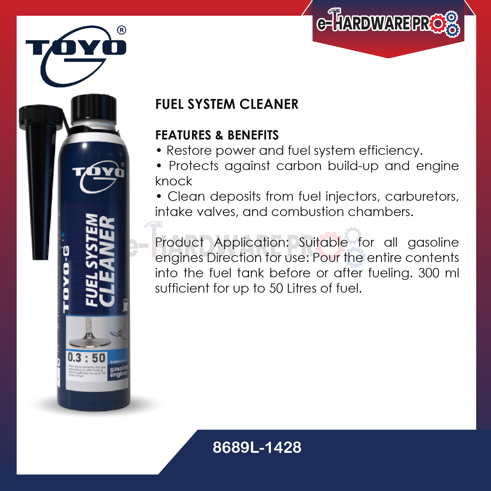 Toyo Fuel System Cleaner (300ml) Fuel Cleaner Petrol Fuel Injector ...