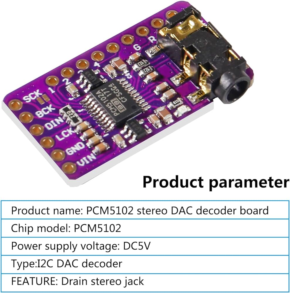 Interface I2S PCM5102A DAC Decoder GY-PCM5102 I2S Player Module For Raspberry Pi pHAT Format ...