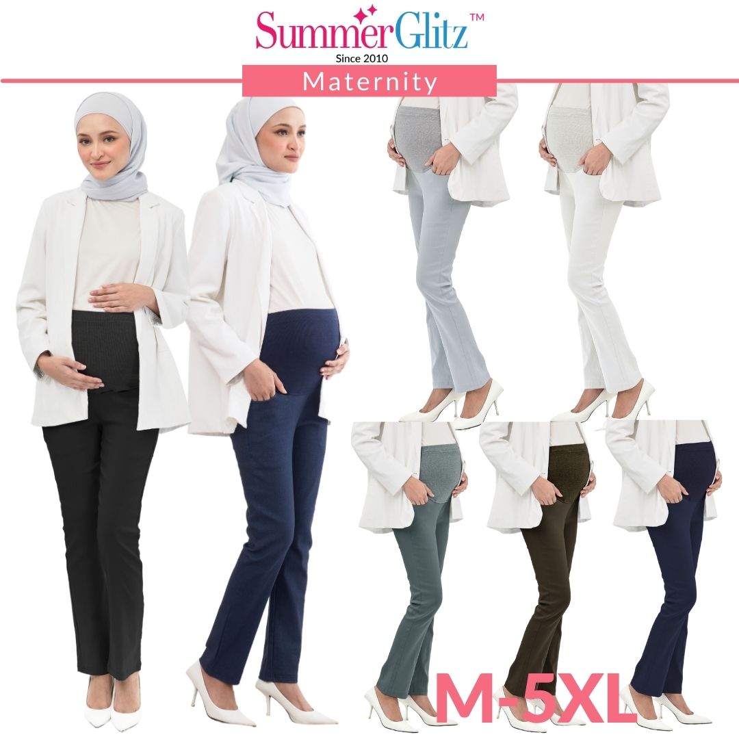 SUMMERGLITZ Maternity Pants Straight Cut 5.0 Ultra Stretch Pregnant ...