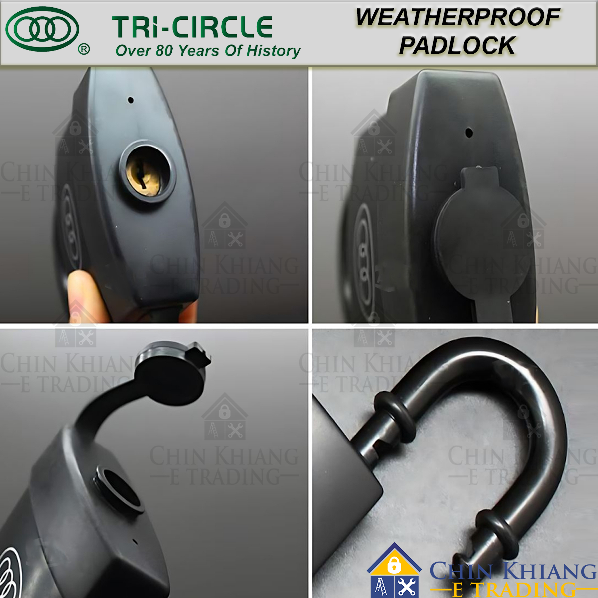Tri-Circle Waterproof Padlock ABS Covered Outdoor Long Shackle Mangga ...