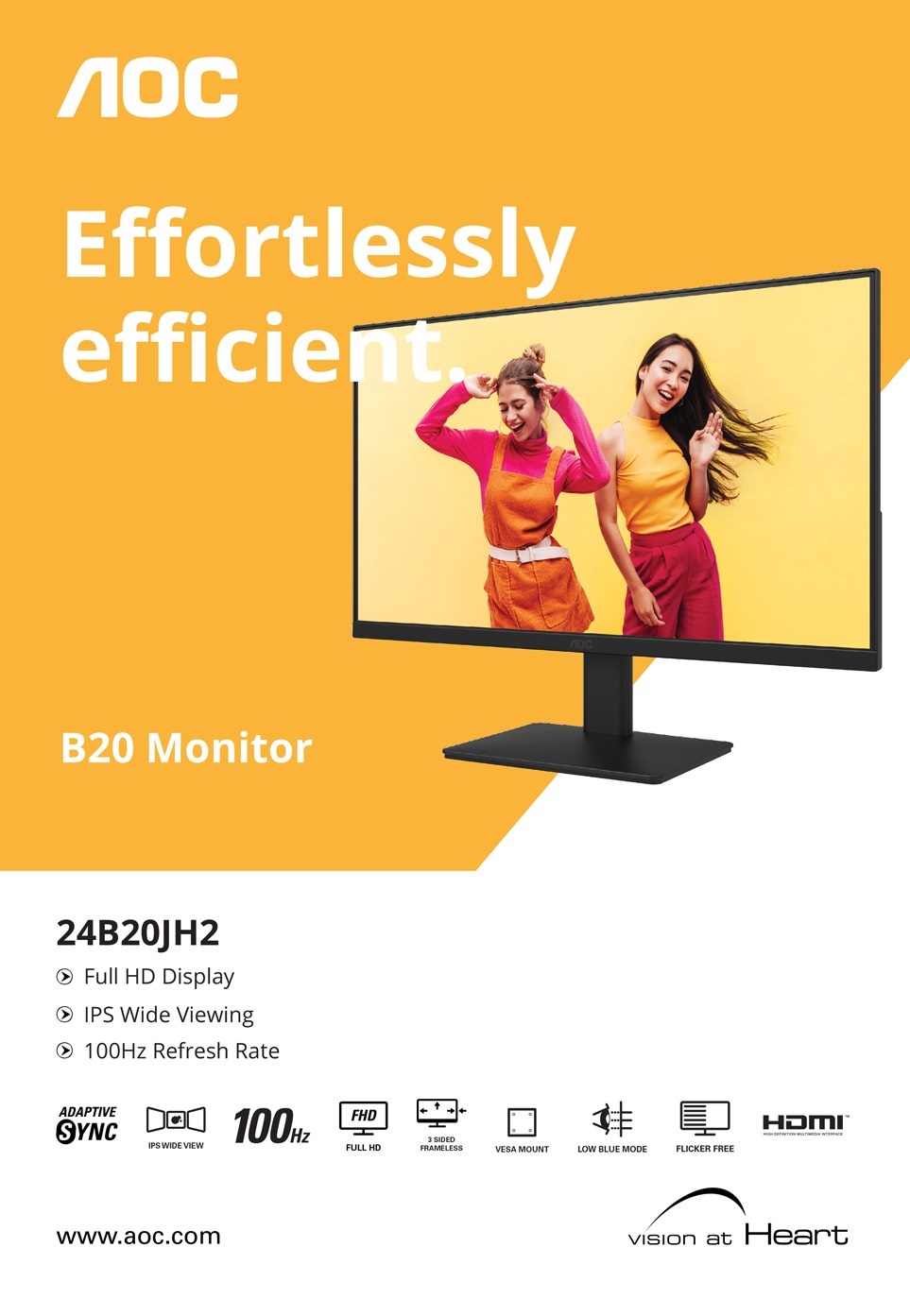 AOC 23.8" 24B20JH2 / 24B15H2 IPS 8ms 100Hz / 24B20JH3 IPS 1ms 120Hz ...