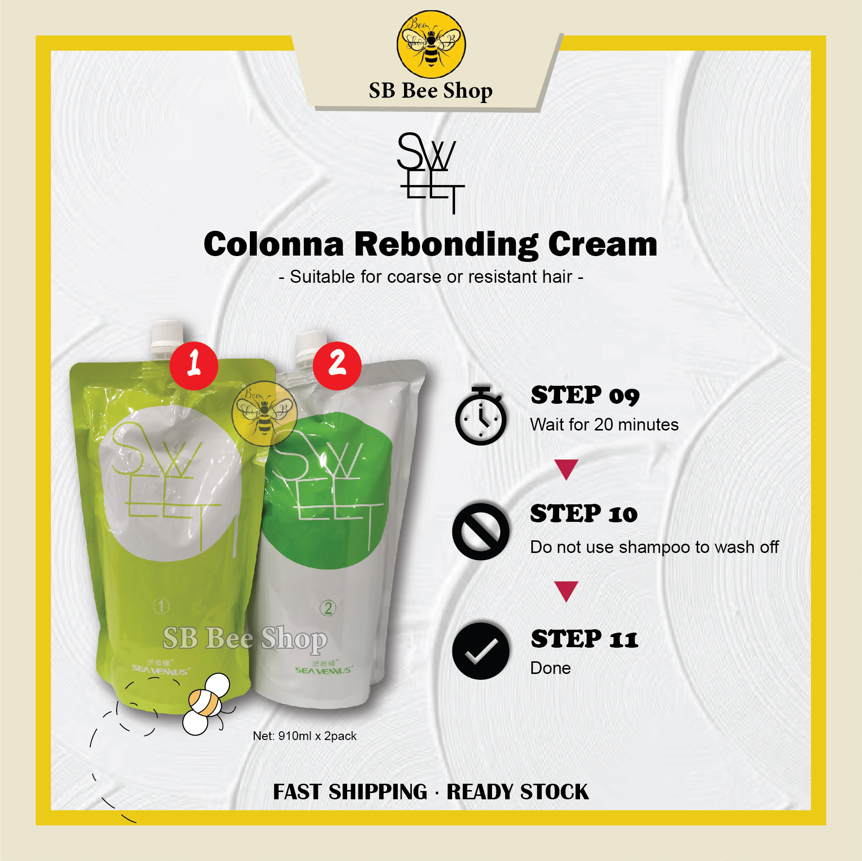 Seavennus Colonna Sweet Hair Rebonding Cream 910ml x2 离子烫拉直药膏 ...