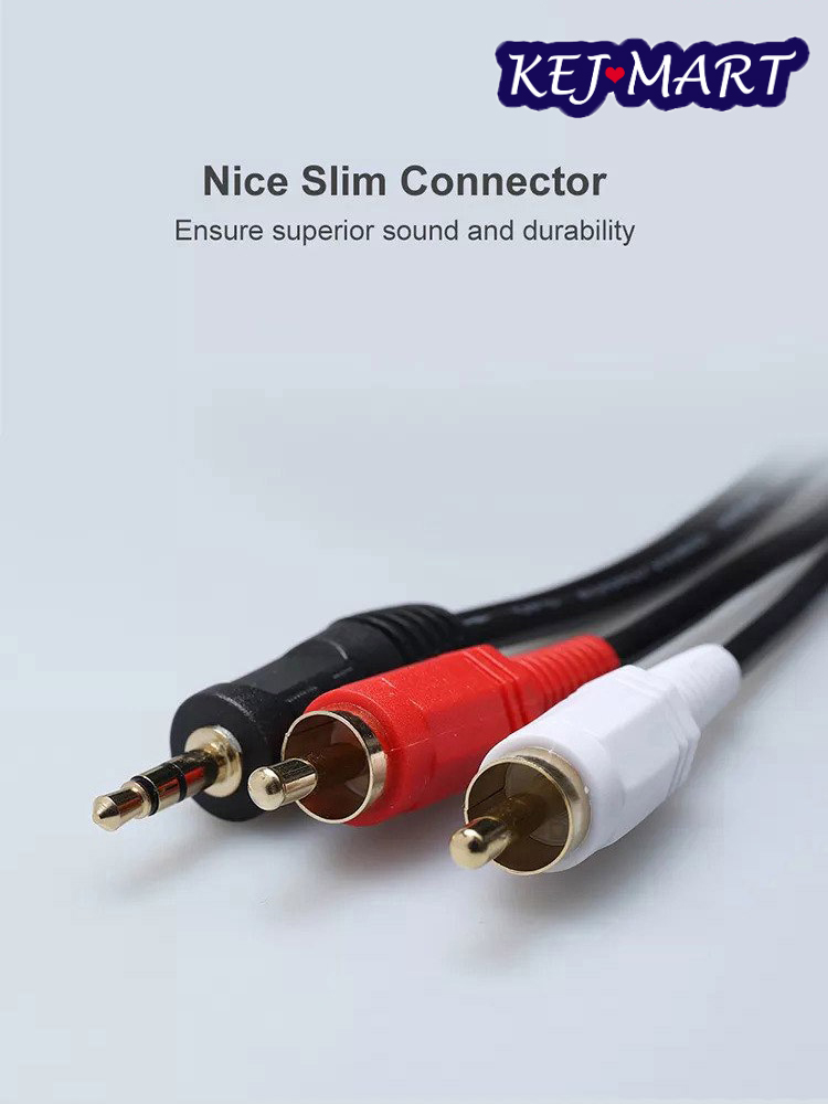 AUX RCA Cable 1.5M Gold-Plated 3.5mm Stereo Audio 2 RCA L/R Audio Cable ...