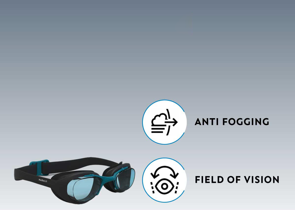 Decathlon Swimming Goggles Xbase L Clear Lenses - Blue (Anti-Fogging ...