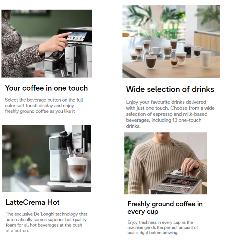 DeLonghi ECAM650.85.MS PrimaDonna Elite Coffee Machine Touch Display ...