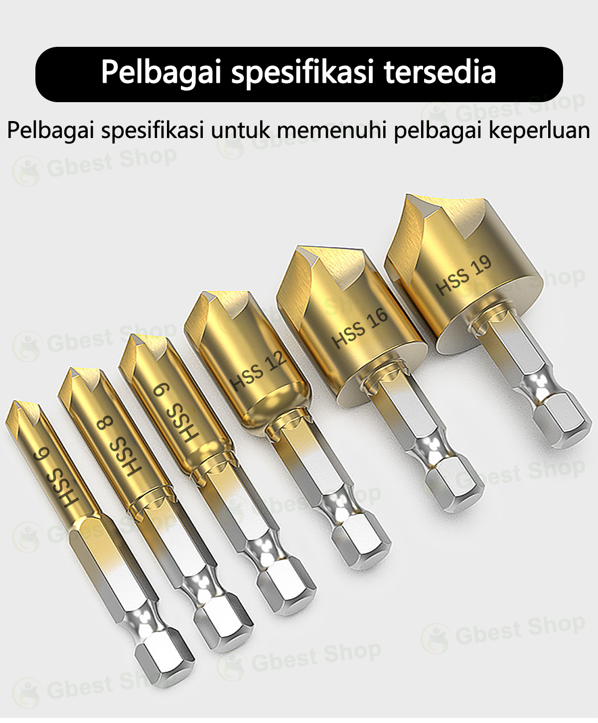 6pcs Chamfer Countersink Set 5 Flute Chamfer Countersink Drill Bits ...