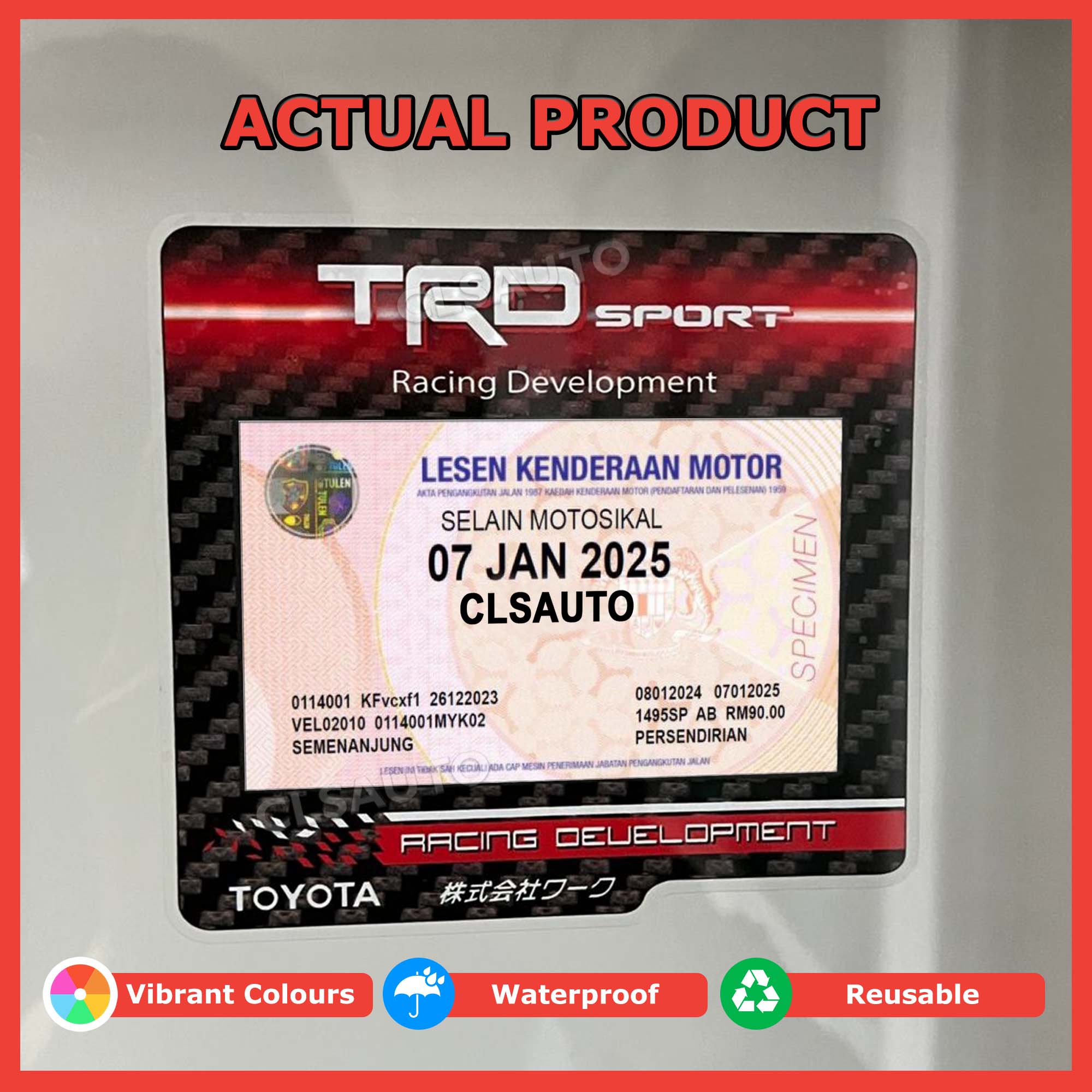 Toyota Roadtax Sticker Small Pelekat Rotex Kereta Rotax Cover Casing ...
