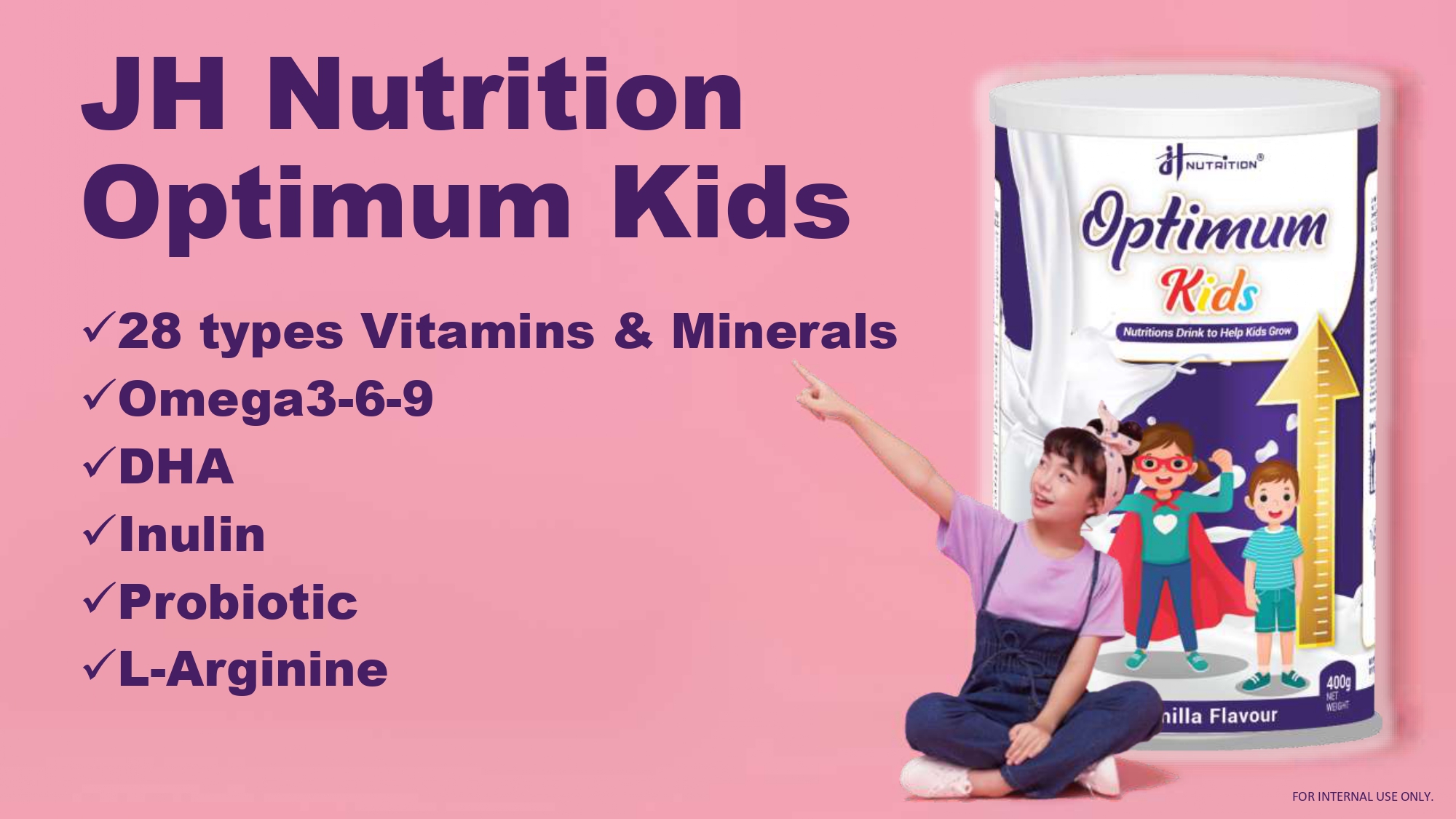 [JH NUTRITION] Optimum Kids Vanilla Flavour 400gm Can - suitable for picky eaters, can help kids ...