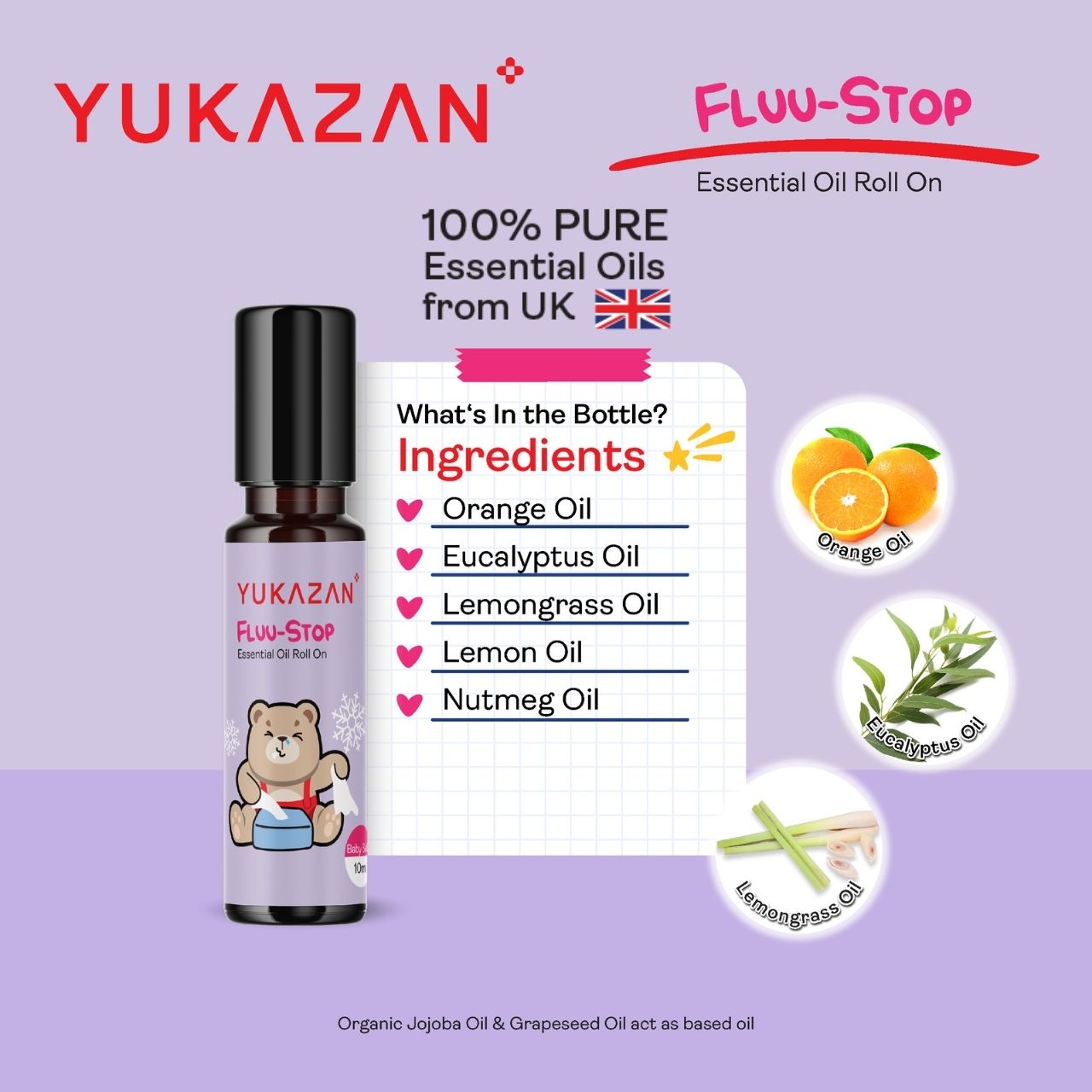 Yukazan Fluu-Stop 100% Pure Essential Oil Roll On (10ml) For Baby (3 ...