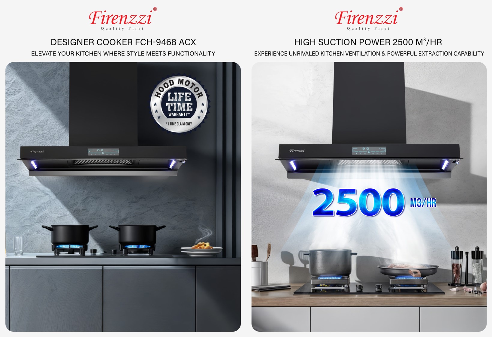 【FREE CAP + DUCTING】FIRENZZI Cooker Hood 2500m3/hr with Auto Cleaning ...