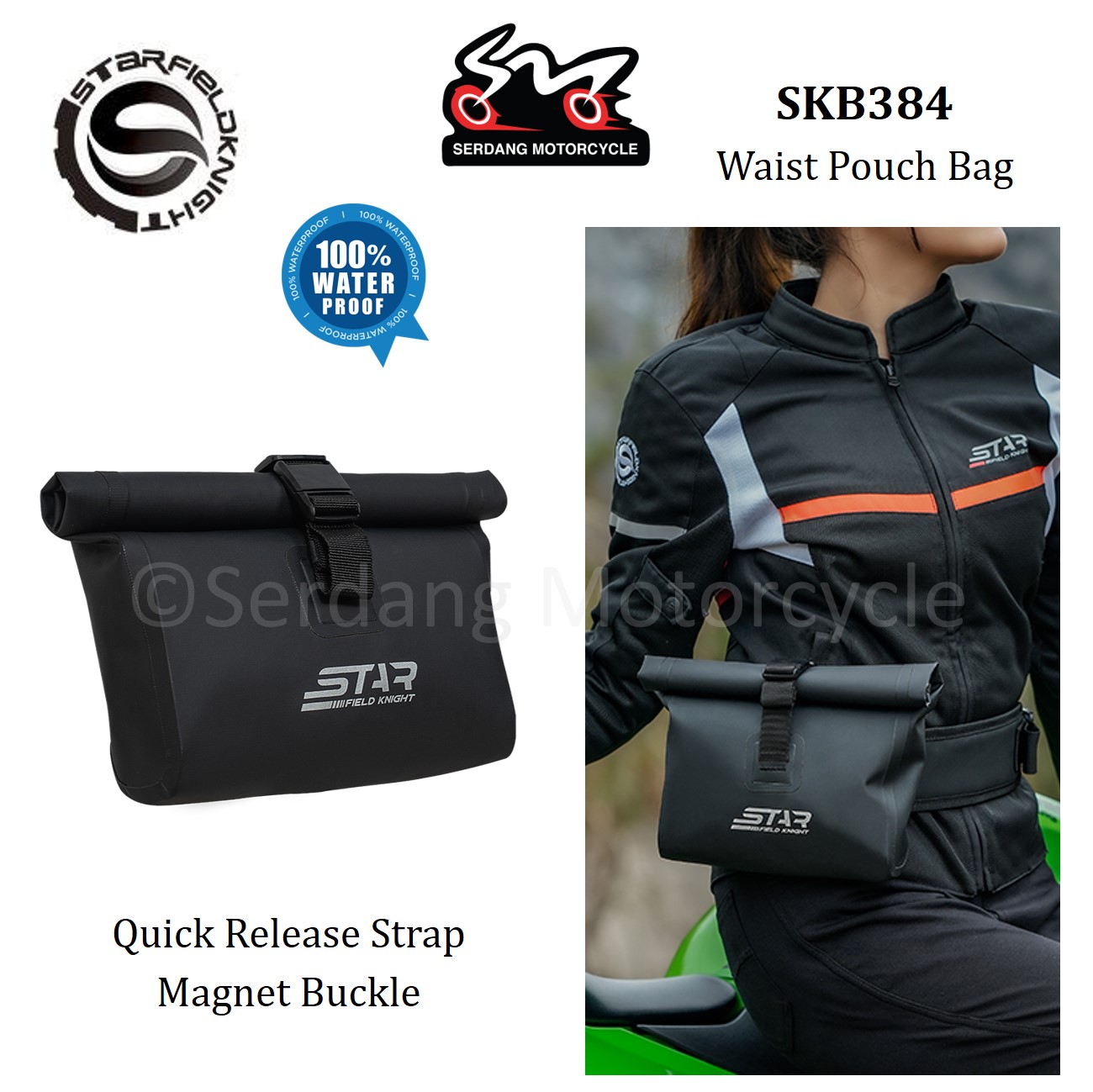Star Field Knight SKB384 2L Waterproof Leg Waist Hip Bag Beg Pinggang ...