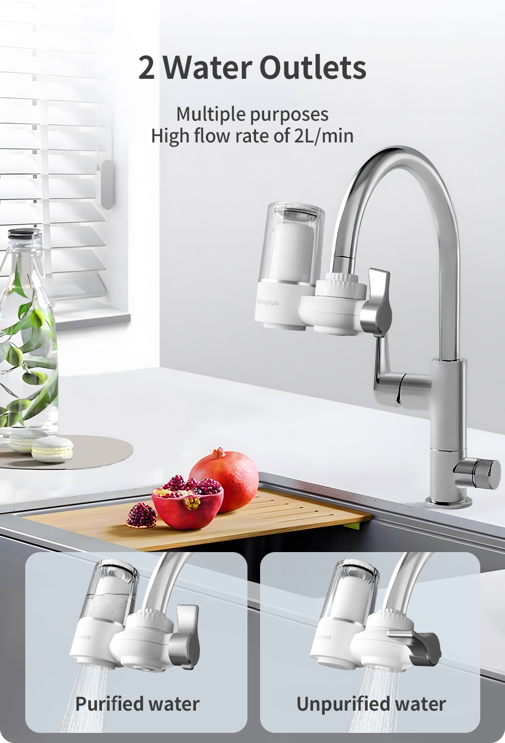 Simplus Tap Water Purifier|0.01µm Ultrafiltration Filter|2L/Min Large ...