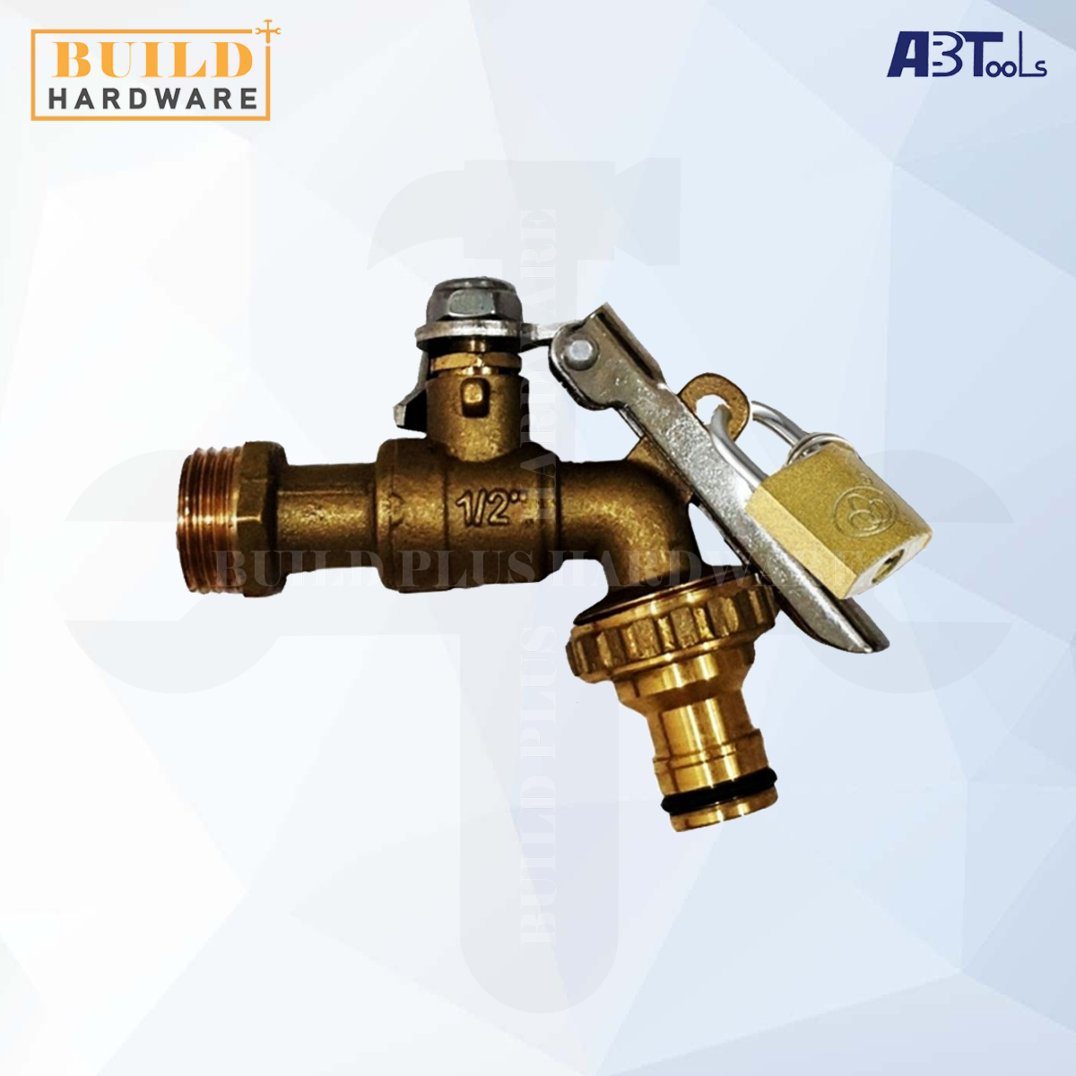 ABTools 1/2" Brass Key Union Ball Bib Tap (Lockable) Water Tap Garden ...