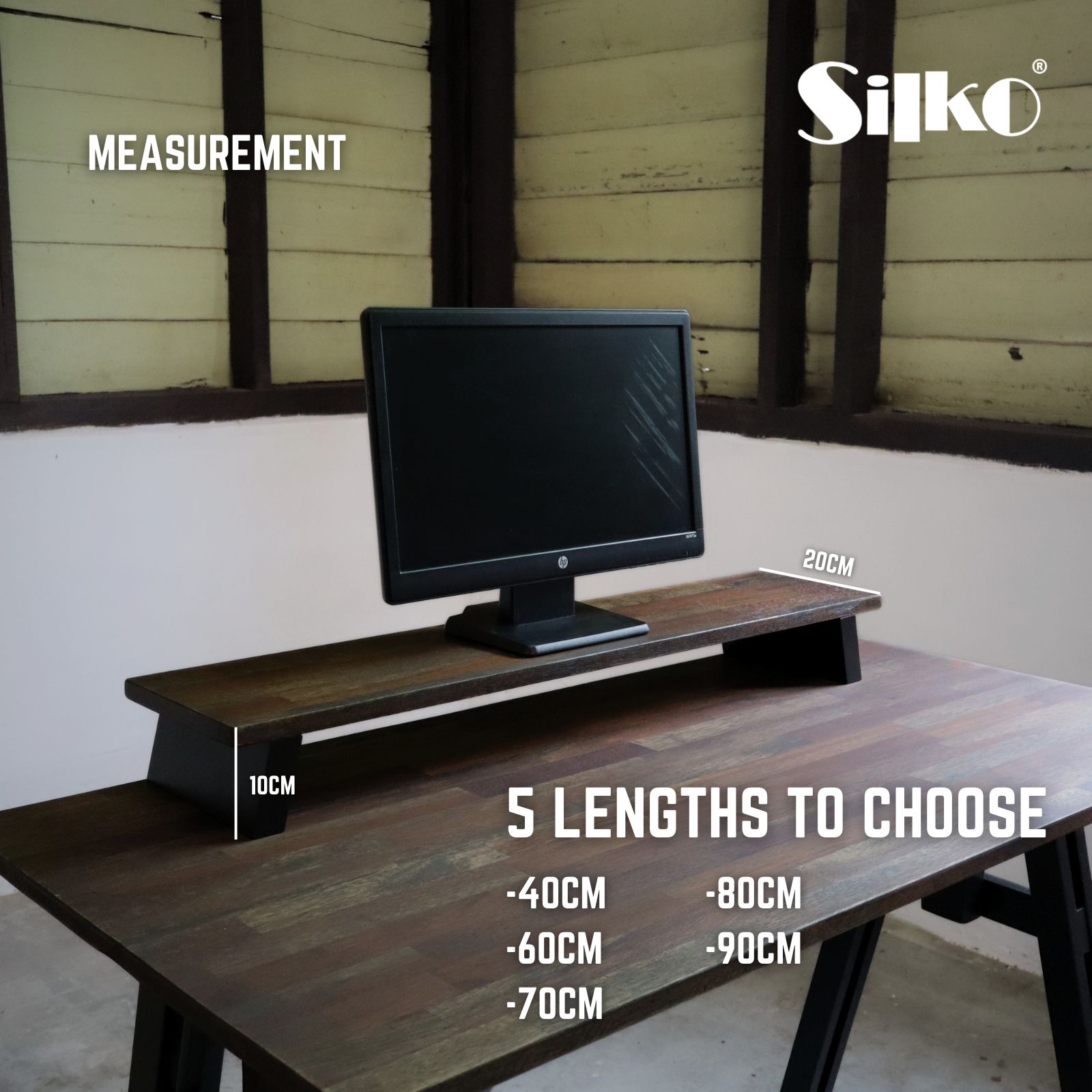 MERBAU Monitor Stand/Riser 100% made of solid wood for desk setup ...