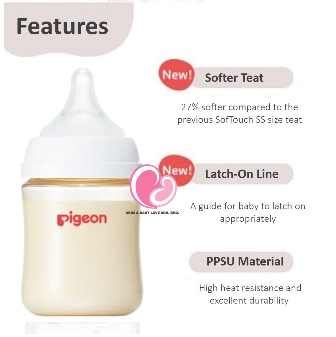 TWIN PACK Original Pigeon PPSU Wide Neck Bottle Baby, SofTouch Nursing Bottle, Feeding Bottle ...