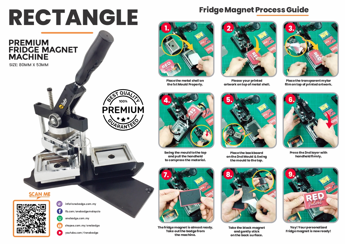 Rectangle Fridge Magnet Machine- 80mm x 53mm | Premium Quality Fridge ...