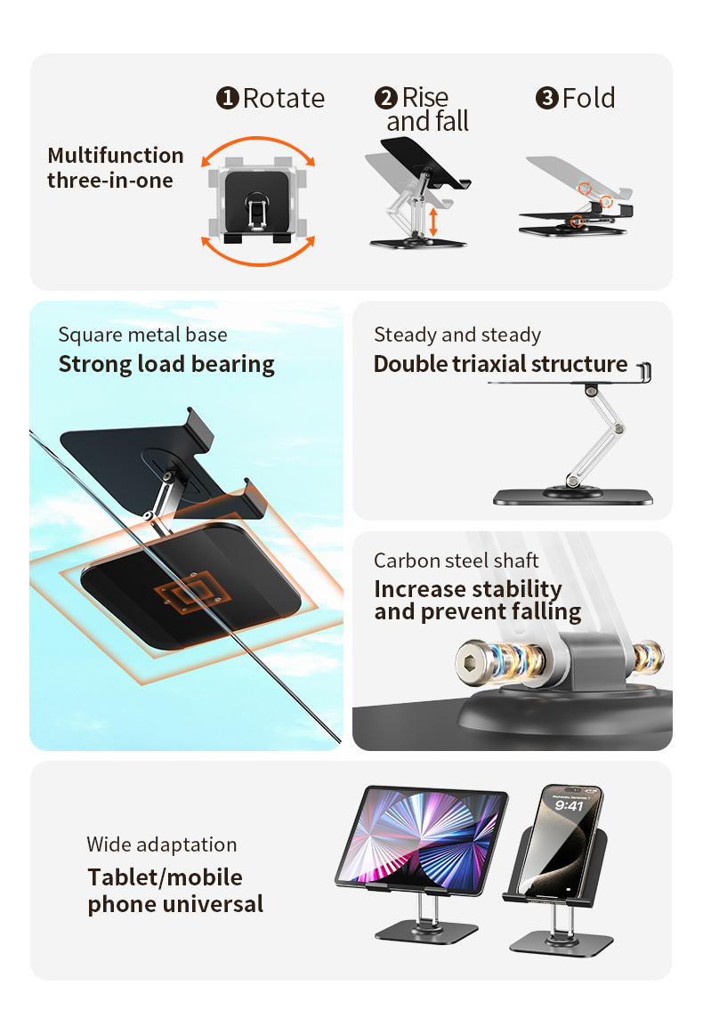the Aryl™ Adjustable Steel Tablet Stand Holder with 360° Rotating Base ...