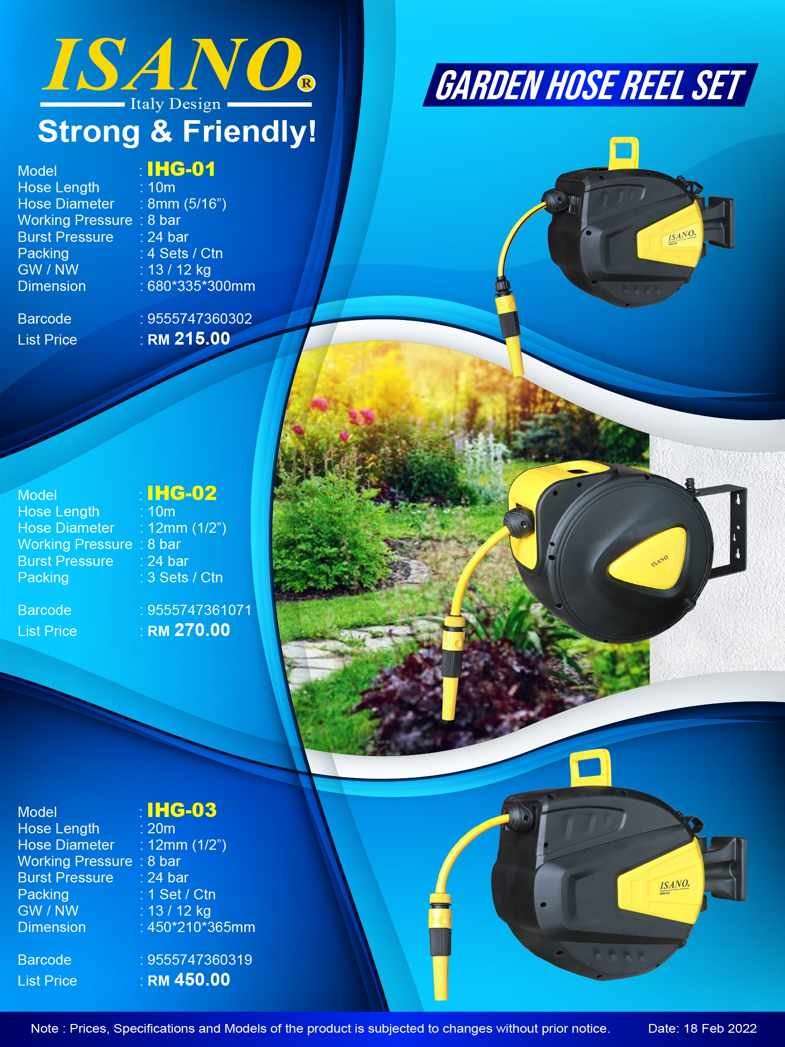 Isano 10m 20m 30m wall Mounted Automatic Reel Retractable / Water Hose ...