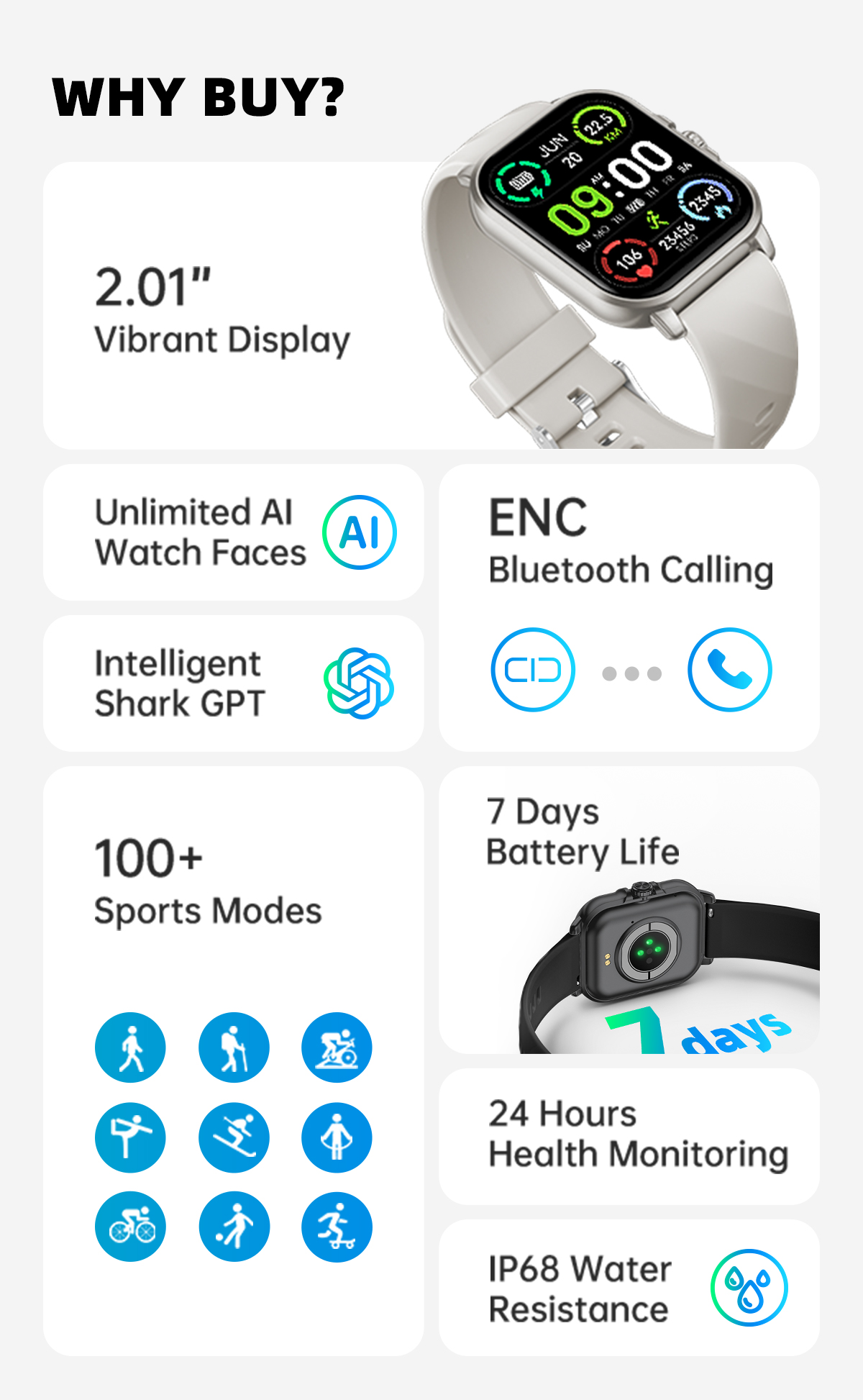 Black Shark GT3 NEO Smartwatch | 2.01” Vibrant Display | 24H Health ...
