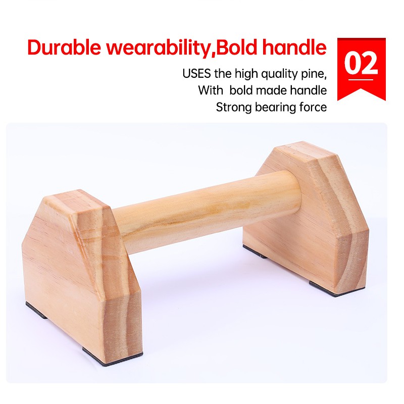 3H Fitness 2PCS Parallettes Gymnastic Calisthenics Wooden Handstand Bar ...