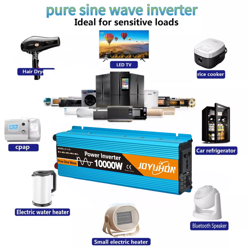 JOYUHON Solar Power System 10000W Pure Sine Wave Power Inverter DC12V ...