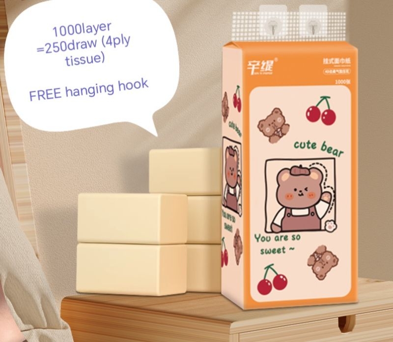 Super Deal👍1200sheet/4ply Large pack soft tissue FREE hanging hook tisu ...