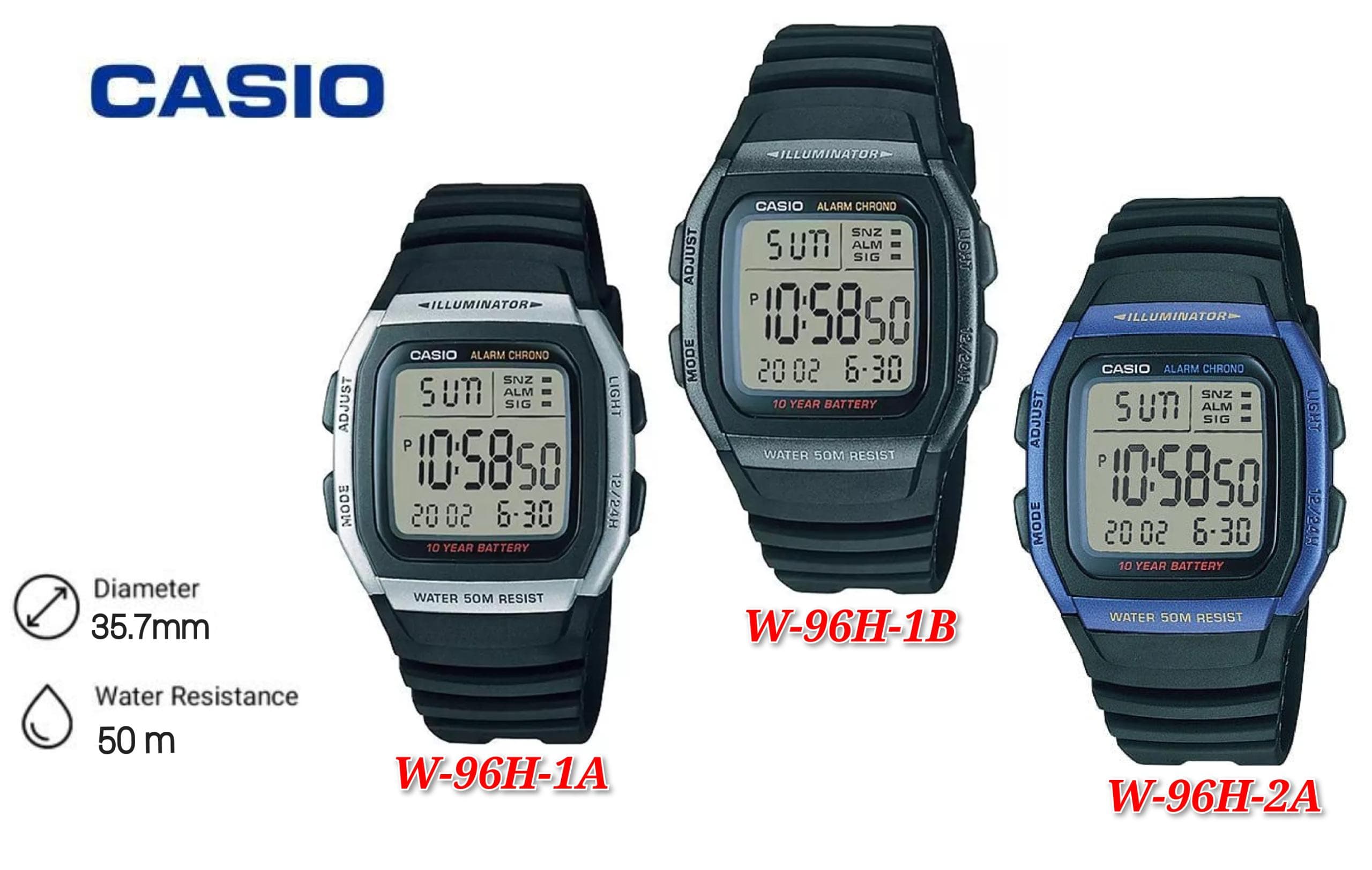Casio Digital Resin Band Man Watch W-96H | Shopee Malaysia