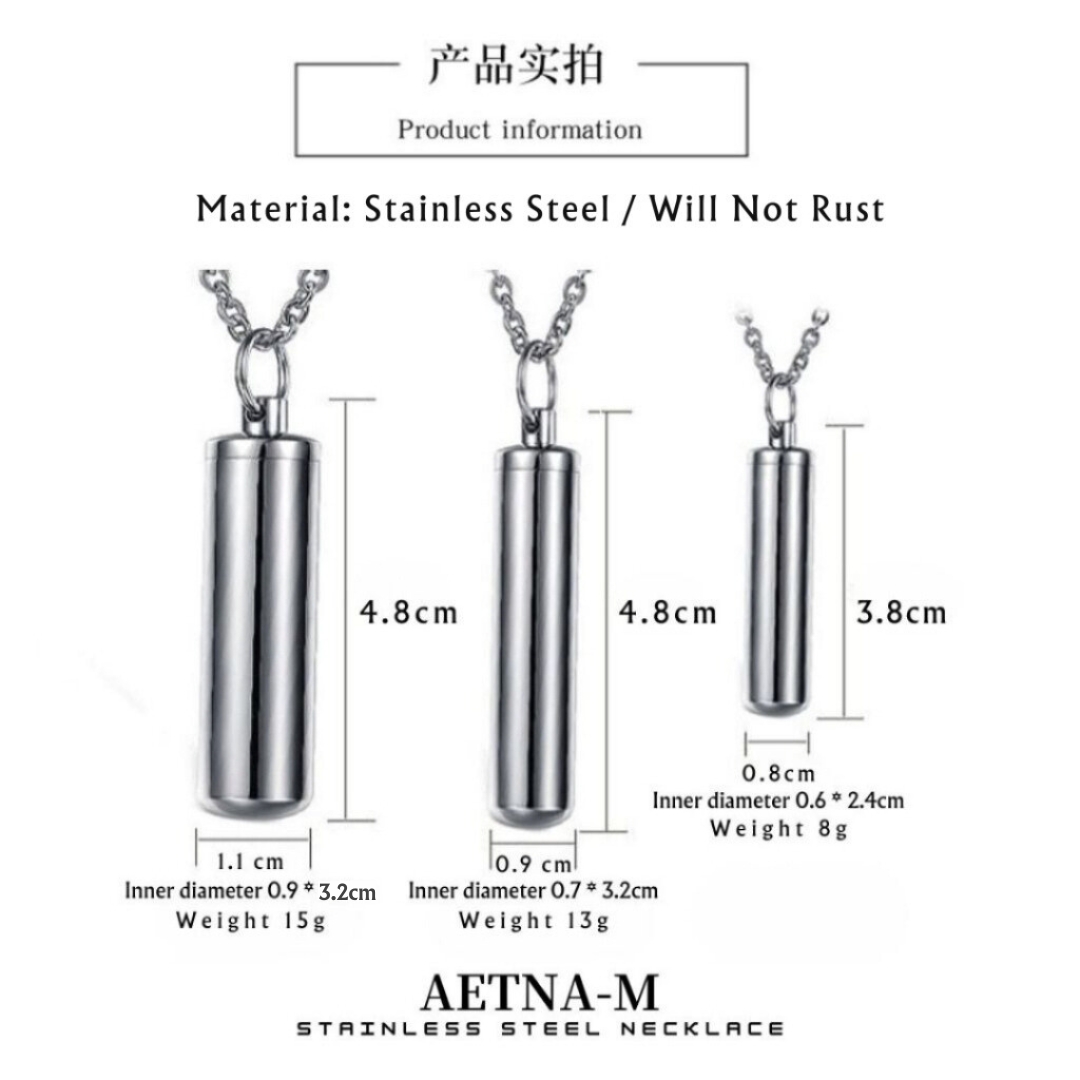 Cylinder Pendant Bottle Amulet Pendant Stainless Steel Openable Pendant ...