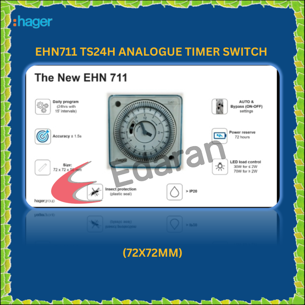 HAGER EHN711 TS24H ANALOGUE TIMER SWITCH (72X72MM) | Shopee Malaysia