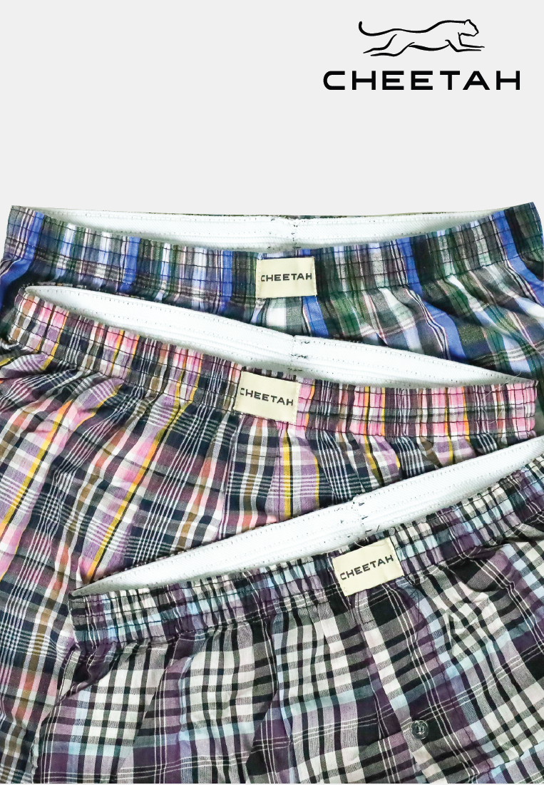 Cheetah Men Underwear 100% Cotton Assorted Checks 3 IN 1 Boxer - 1200 ...