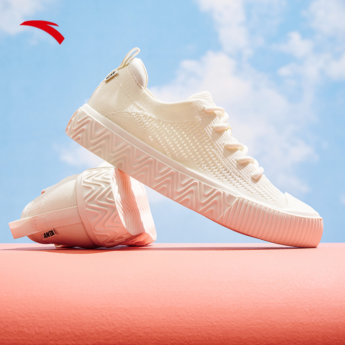 ANTA Women Flyknit X-game shoes Skate Shoes 1224B8014-4- Ivory White ...