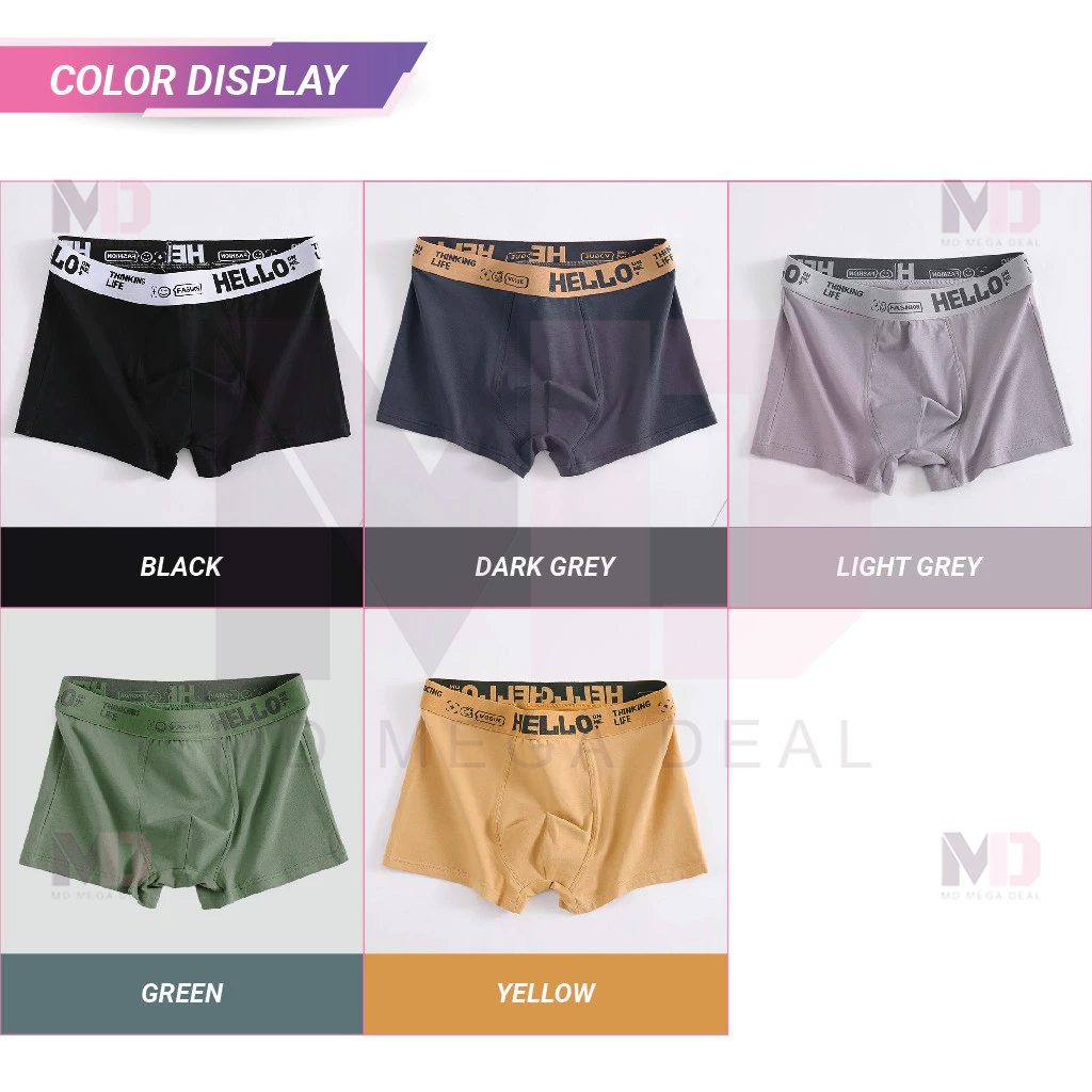 《Mega Deal》Men's Boxer Cotton 5 In 1 Set underwear Lelaki Graphene ...