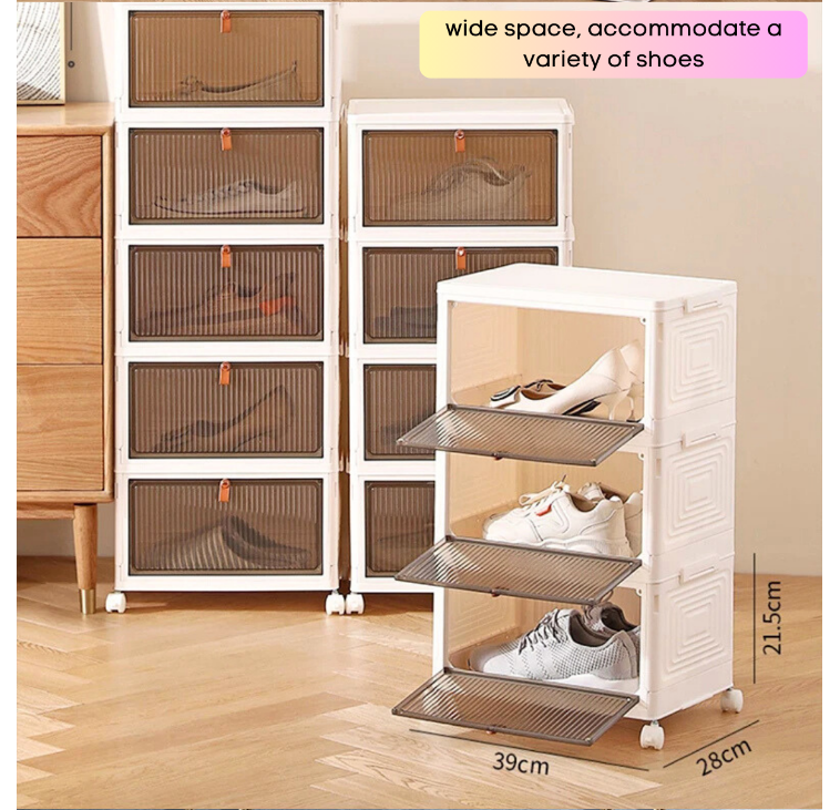 6-Layer Stackable Storage Box with Wheels | Multipurpose Cabinet with ...