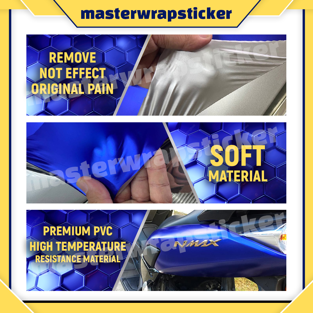 NEW SATIN MATTE DARK BLUE STICKER MOTOR(152CM-90CM)stiker moto BIRU ...