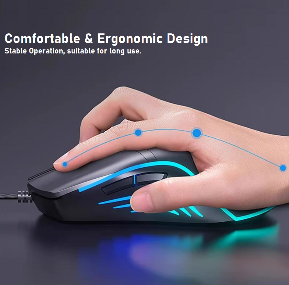 HP G360 4800 DPI WIRED USB GAMING MOUSE WITH RGB LIGHT, 6 DPI ...