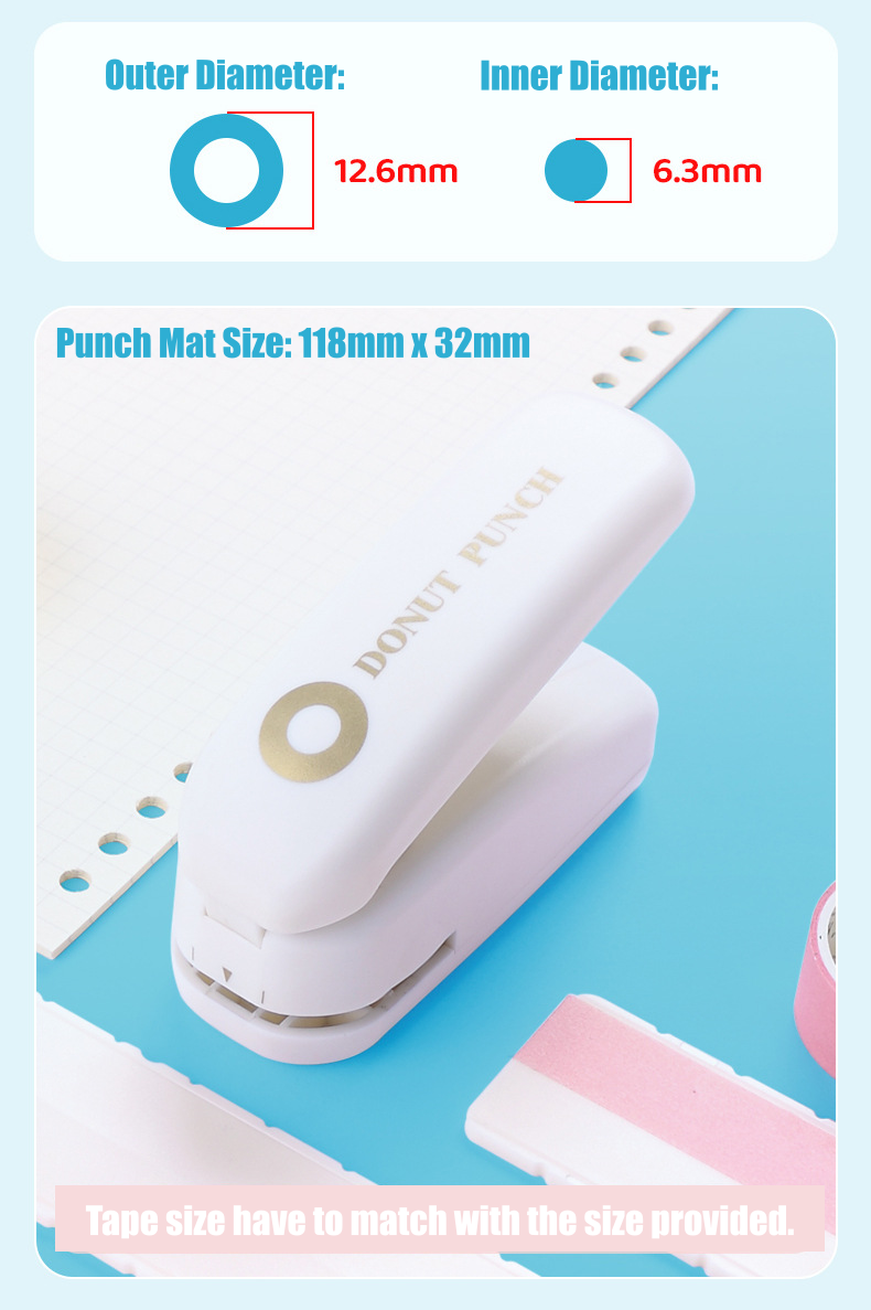 KWT Creative Donut Punch Hole Repair Sticker Puncher Multipurpose ...