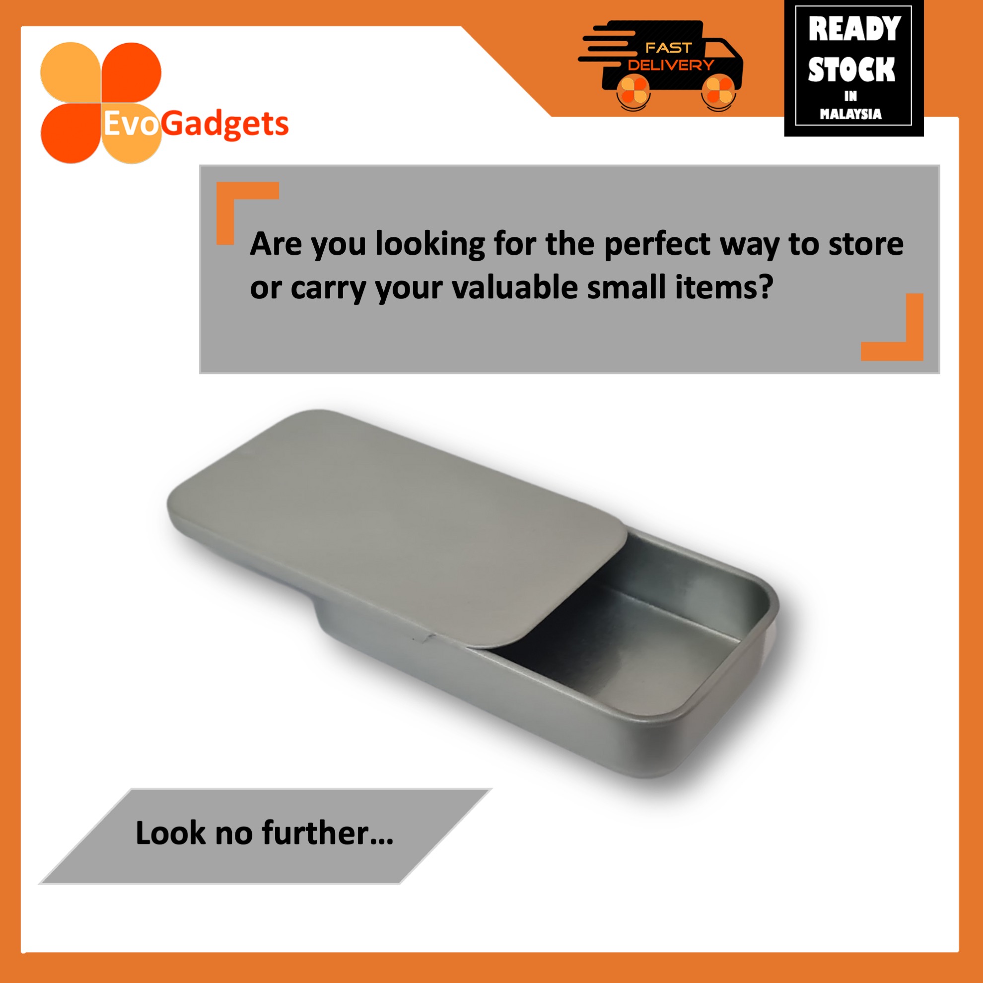 EvoGadgets | Mini Metal Tin box with Easy-Slide Lid / Tinbox Slider ...