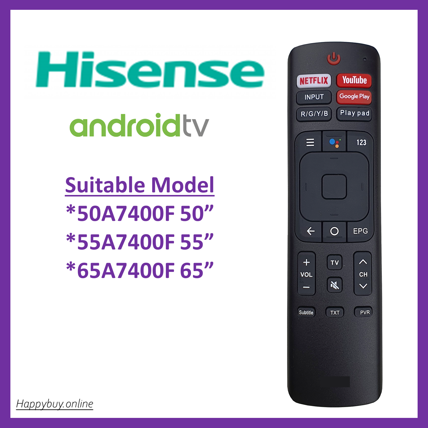 Hisense Android Smart TV Remote Control ERF3169H Hisense Smart TV Remote Youtube Netflix ...