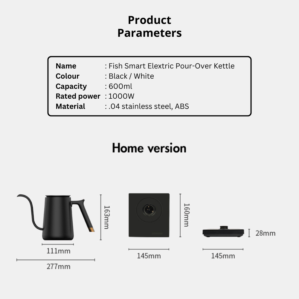 TIMEMORE Fish Smart Electric Pour Over Kettle, Temperature Control ...