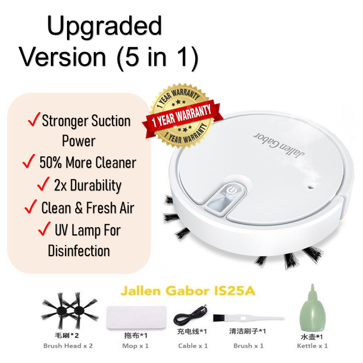 Jallen Gabor Robot Vacuum IS25 (3in1) / IS25A (5in1) Intelligent Vacuum Cleaner Smart Sweep Mop ...