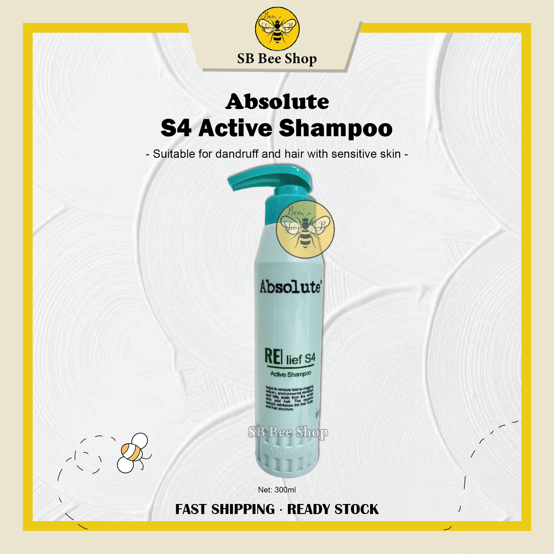 Absolute S4 Active Shampoo 300ml + C1 Keratin Conditioner 300ml ...