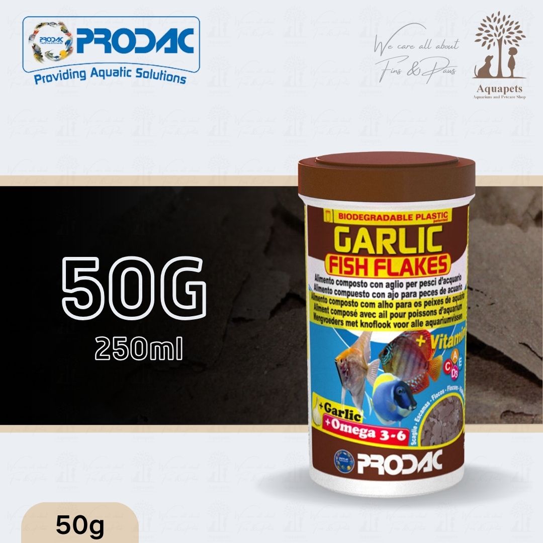 Prodac Garlic Fish Flakes 250mL - 50g / Makanan Ikan Tropika Tropical ...