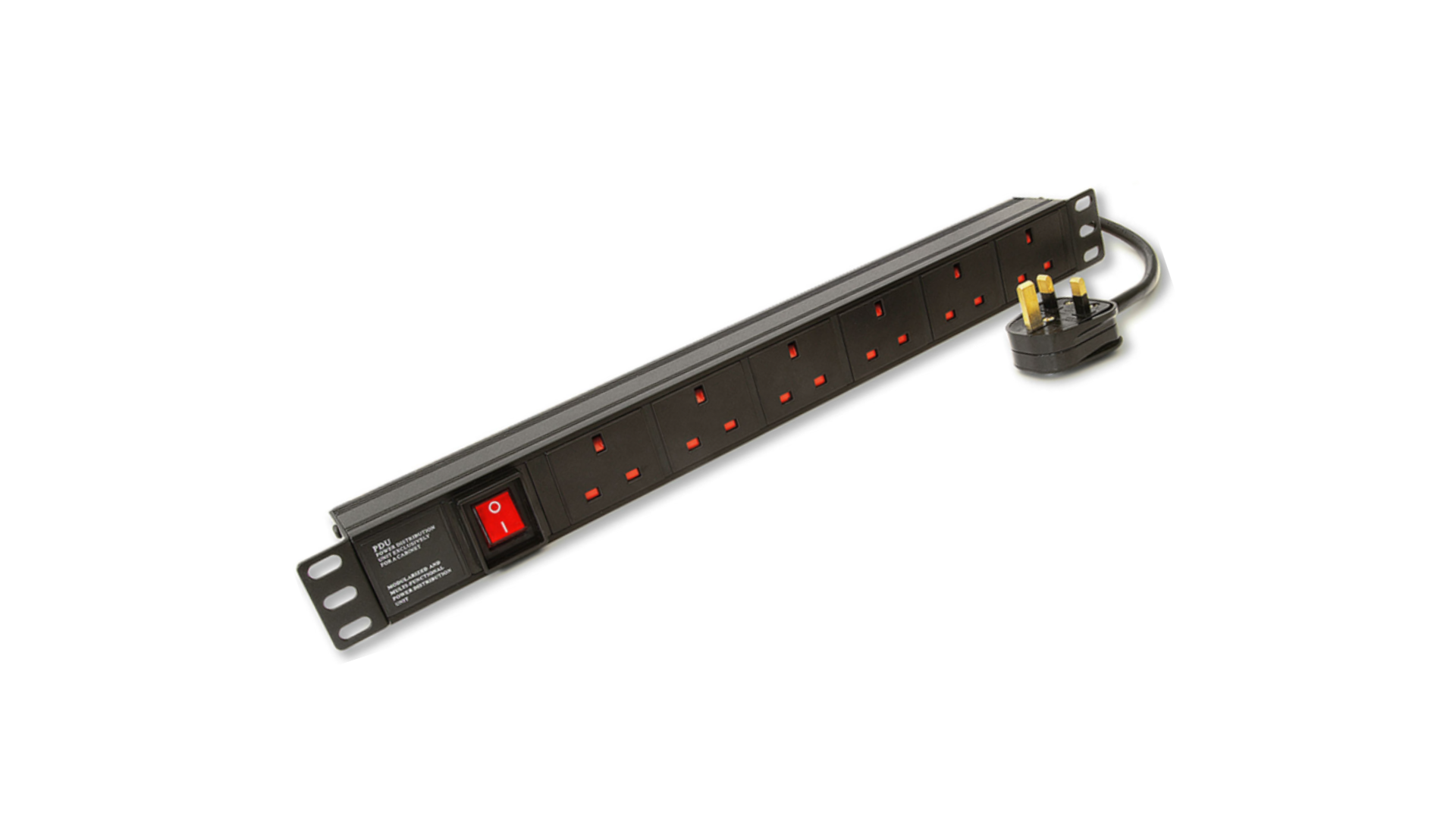 PDU Solid 6 Gang 19" 19 inch Server Rack Mount Power Distribution Unit PDU Extension UK PDU-6GUK ...