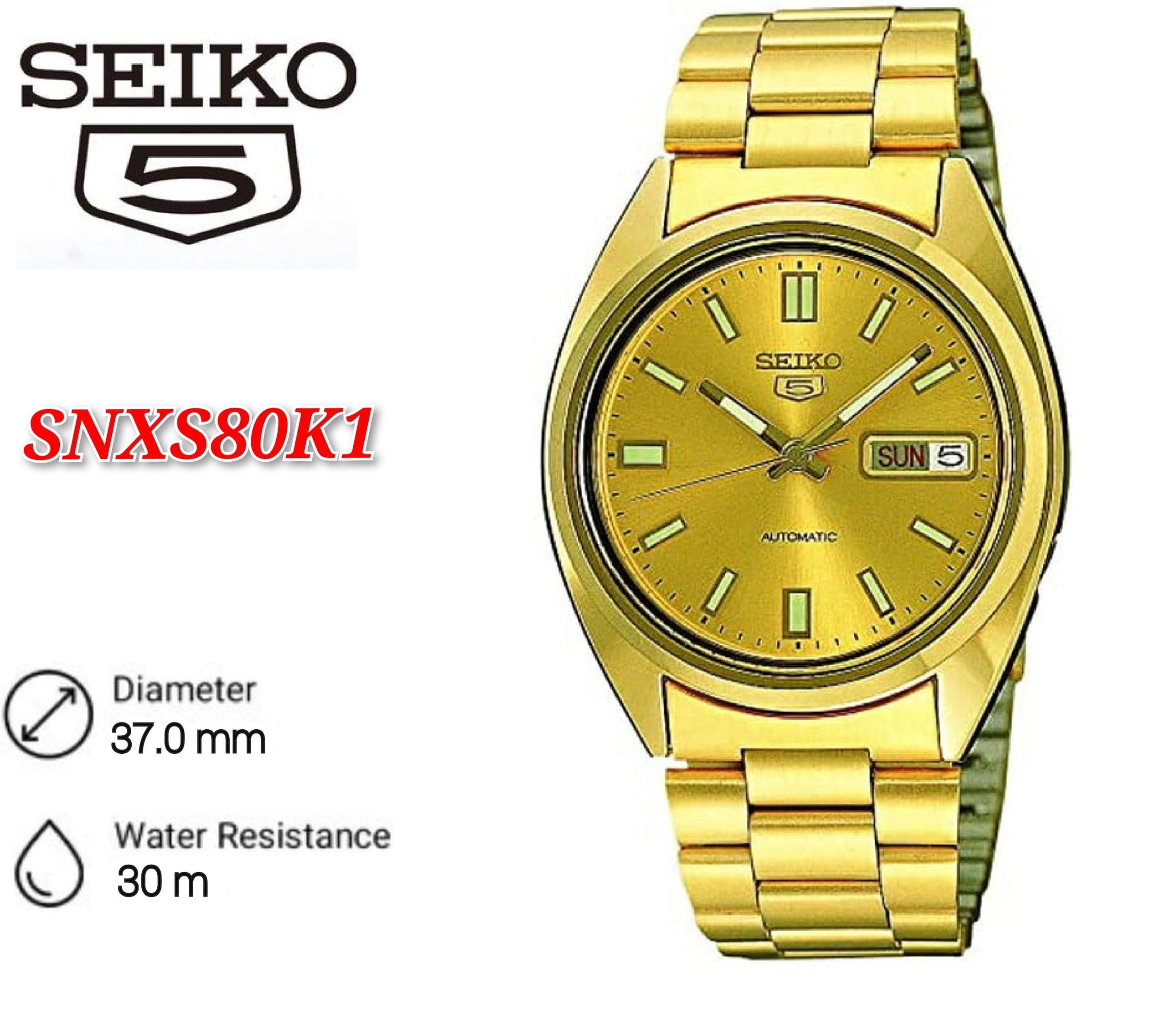 Seiko 5 Automatic Gold Dial Men's Watch Item No. SNXS80K1 | Shopee Malaysia