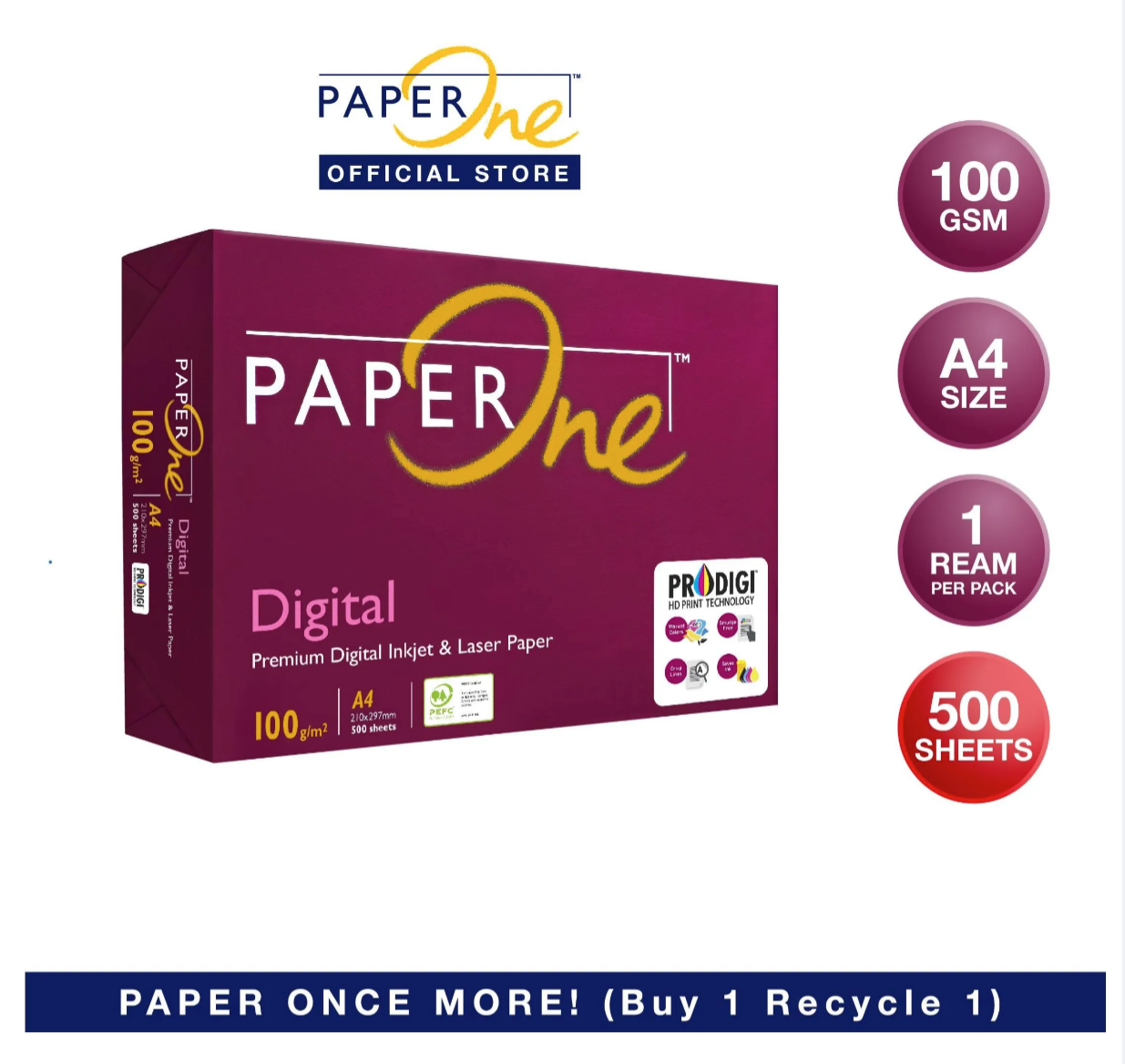PaperOne A4 Digital Paper 100gsm 500 Sheets | Shopee Malaysia