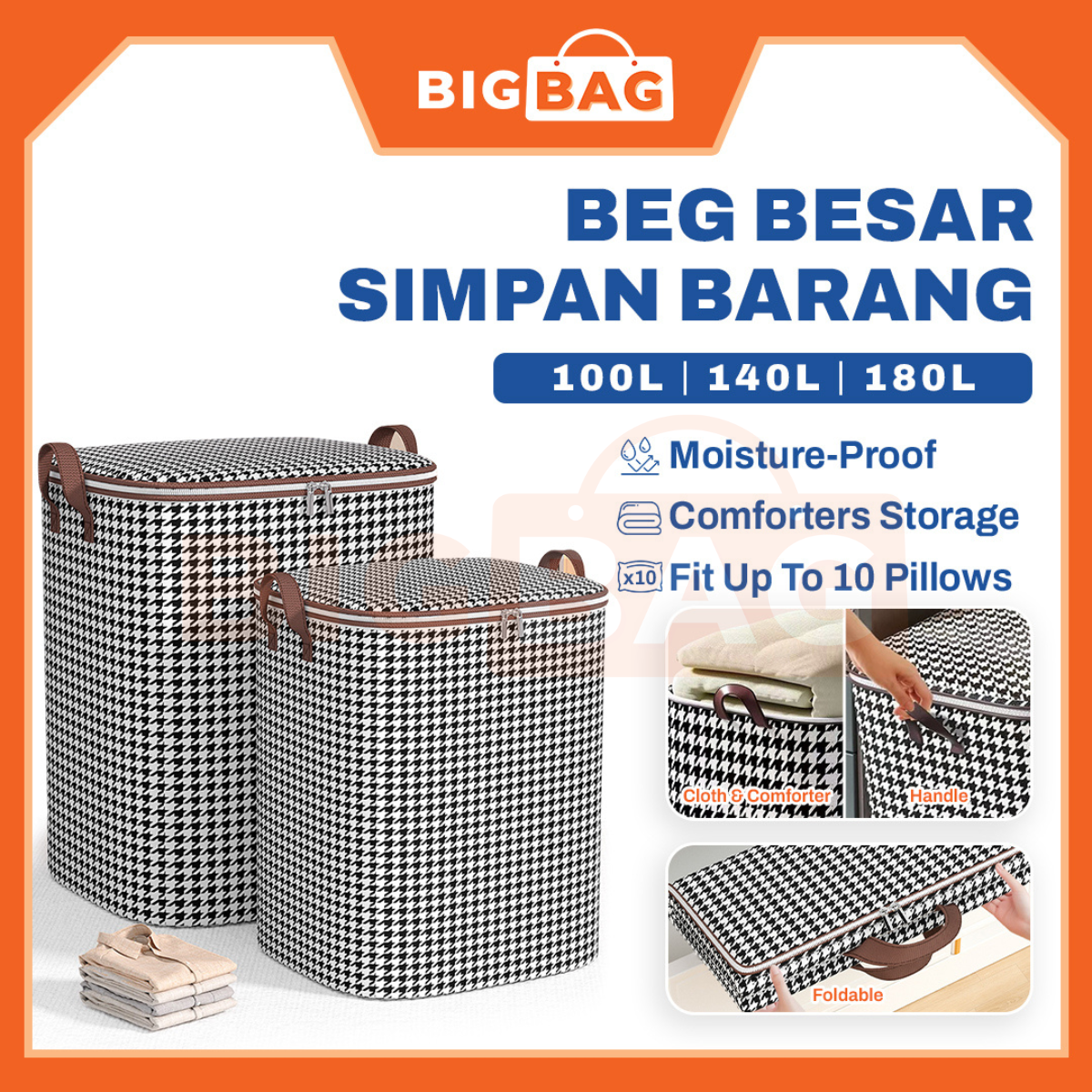 Beg Simpan Toto Big Bag Storage Beg Waterproof Clothes Comforter Bag ...