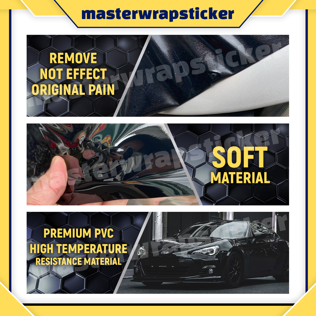 PREMIUM GLOSSY BLACK STICKER KERETA(152CM-90CM)car stiker kilat ...