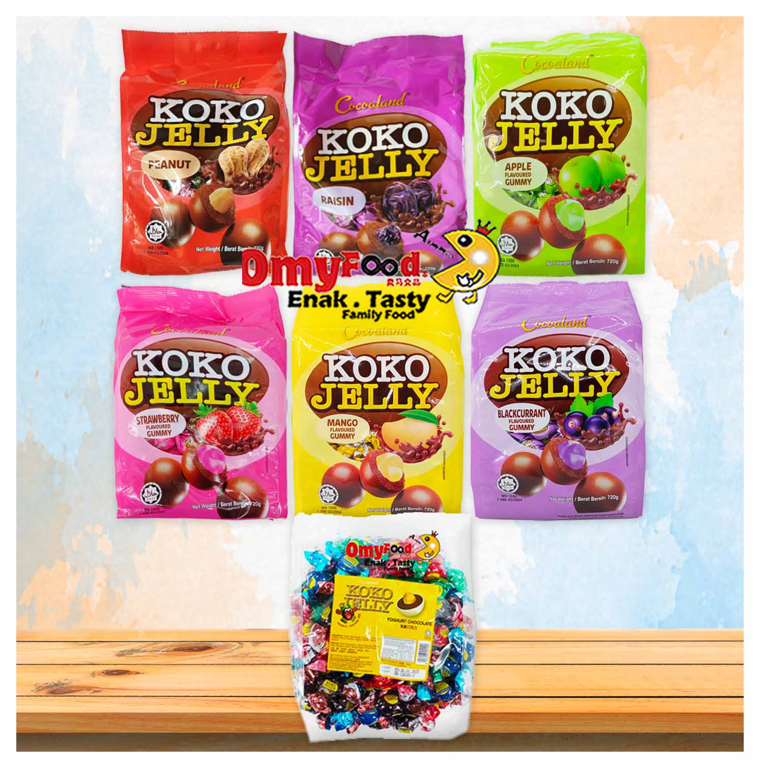 720g Big Pack Koko Jelly, Choco Jelly [Peanut / Raisin / Apple ...