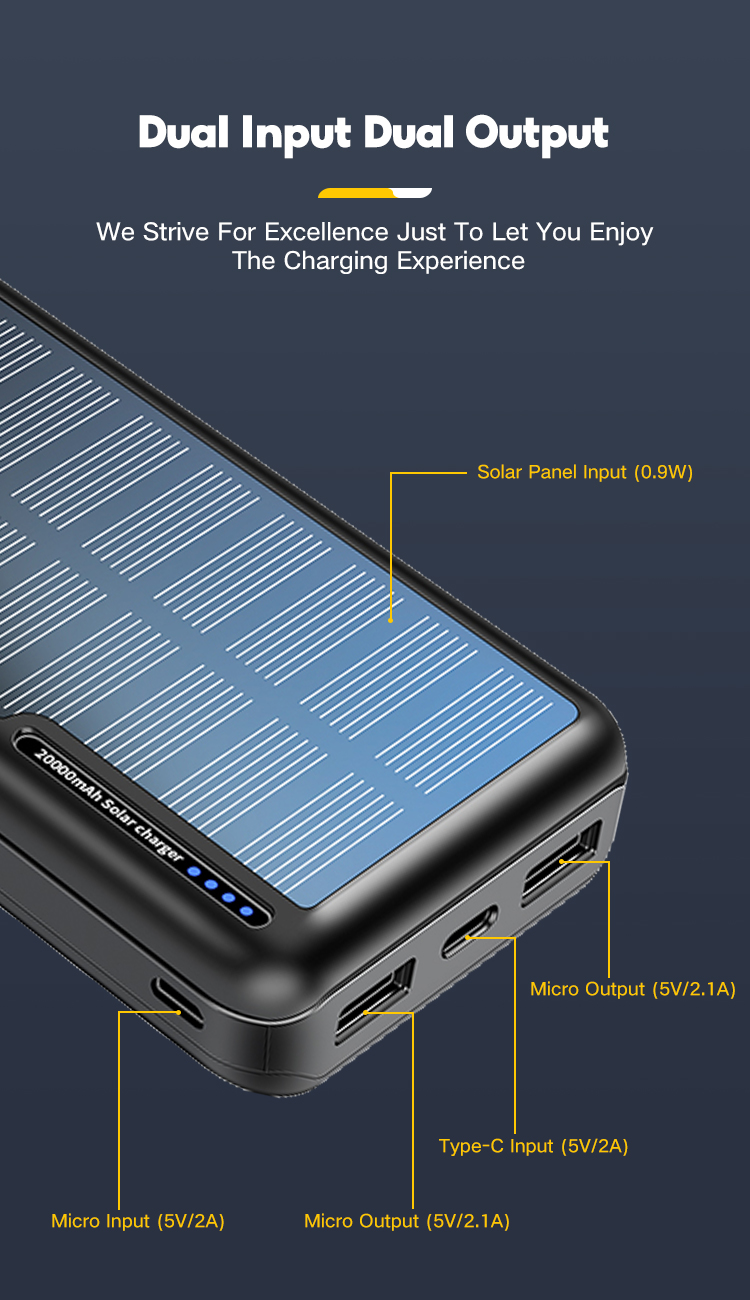 QBrand Solar Powerbank Fast Charging With Floodlight (22.5W/20000mAh ...